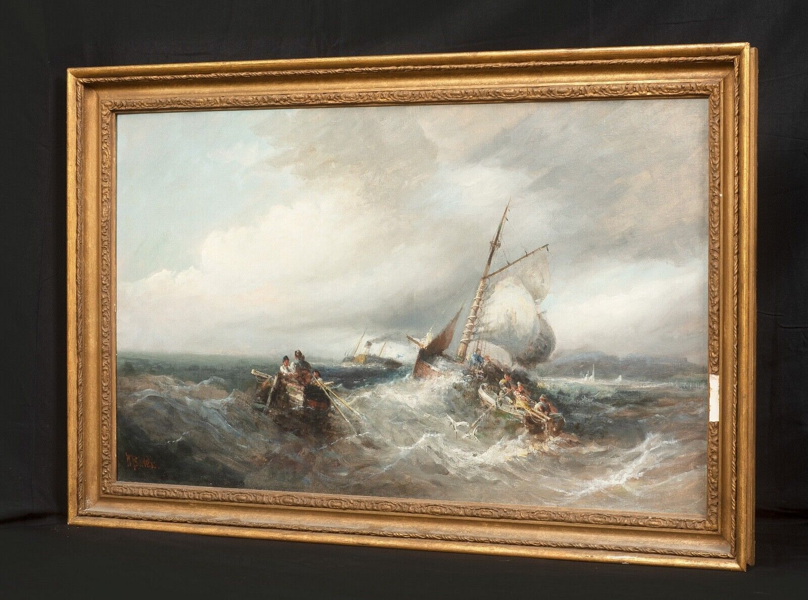 William Edward Webb | VIEW OF SHIPS IN A STORM OFF A HARBOUR NEAR THE ...