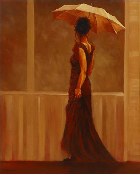 Mark Spain | Red Dress and Parasol | MutualArt
