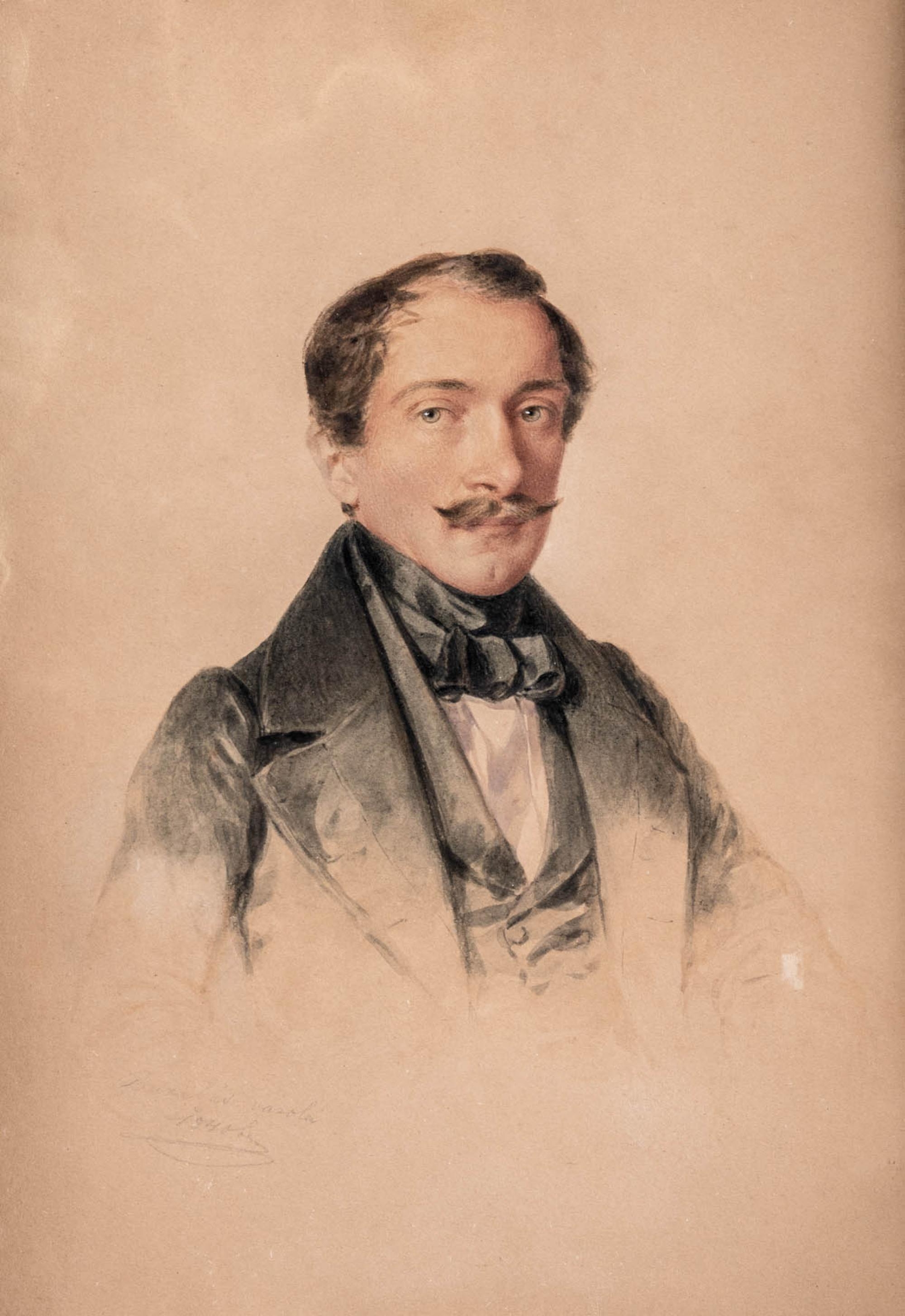 Miklós‏ Barabás | Bajuszos úr portréja (1840) | MutualArt