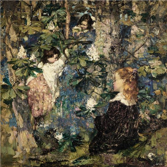 Edward Atkinson Hornel | Among the White Rhododendrons (1900) | MutualArt
