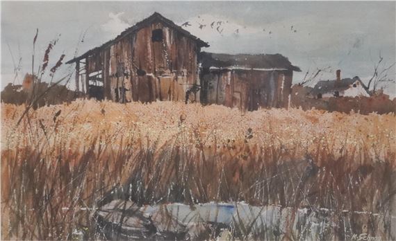 Kurt Schnog | Derelict Barn in Fall Field | MutualArt