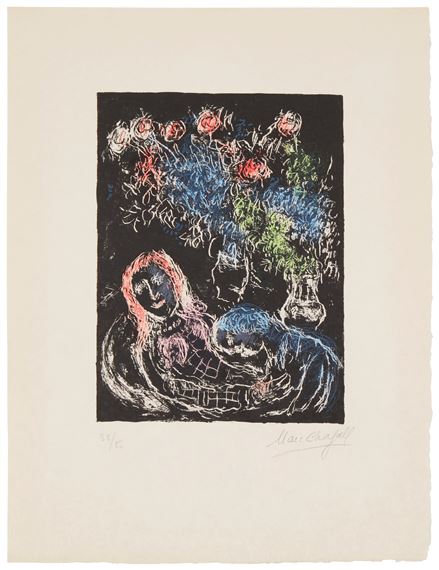 Marc Chagall | Couple Sur Fond Noir II (1973) | MutualArt