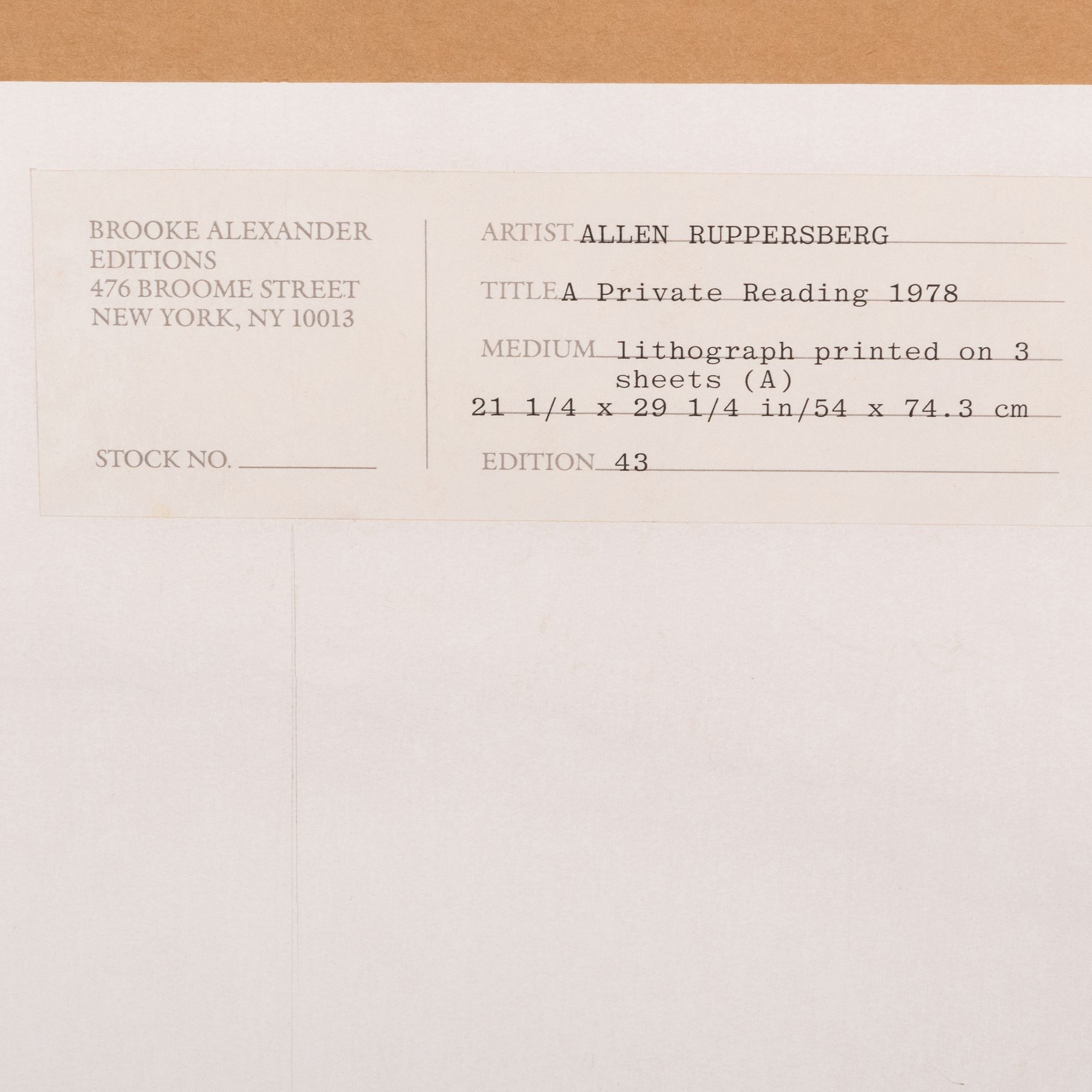 Allen Ruppersberg | A Private Reading | MutualArt