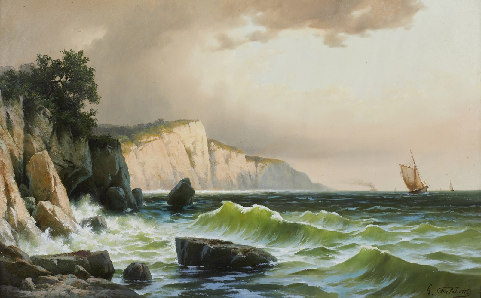 Giuseppe Falchetti | Seascape with boats | MutualArt