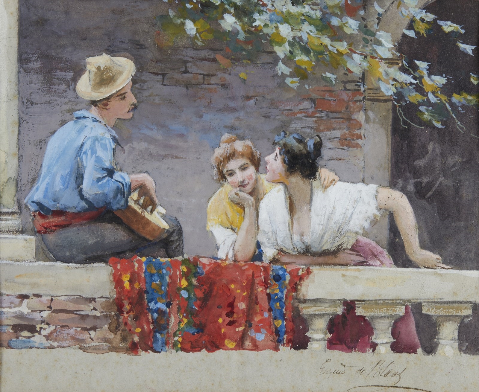 Eugene de Blaas | On the balcony | MutualArt