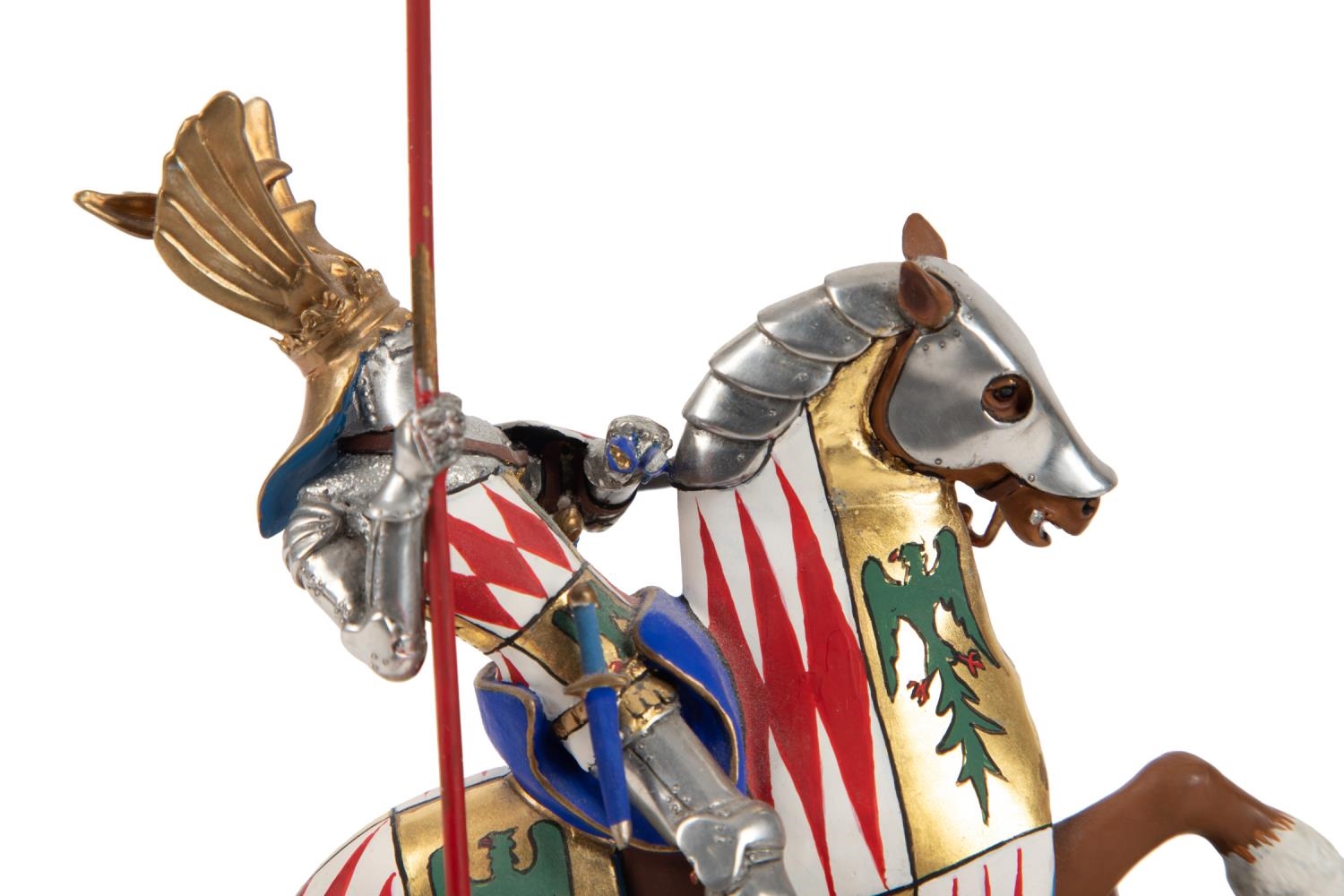 Brian Rodden | Painted pewter figures of heraldic knights on horseback ...