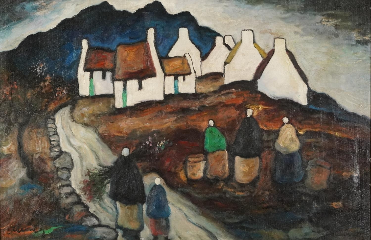 Markey Robinson | Figures before cottages and mountains | MutualArt