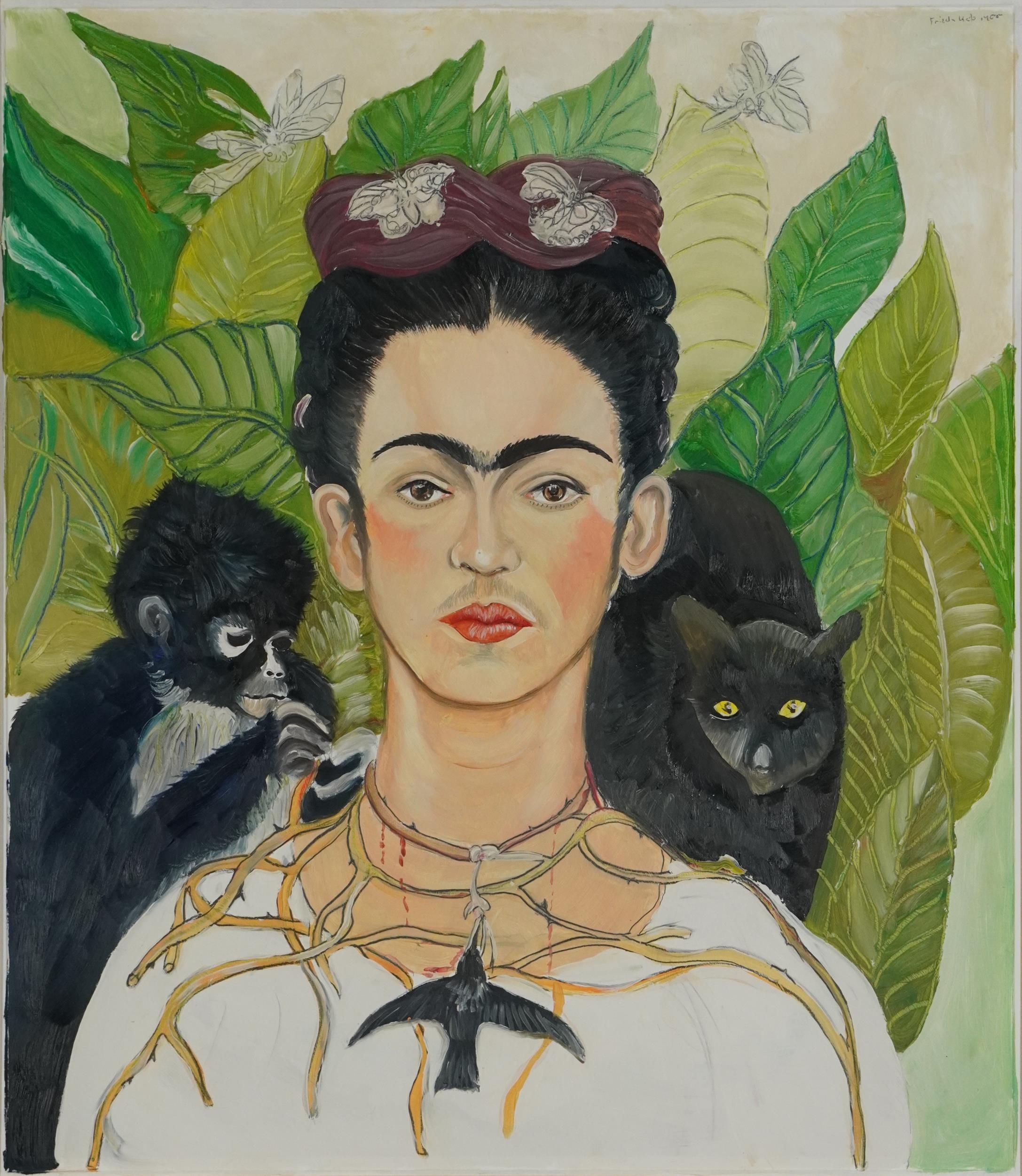 Frida Kahlo | Portrait with monkey and cat | MutualArt