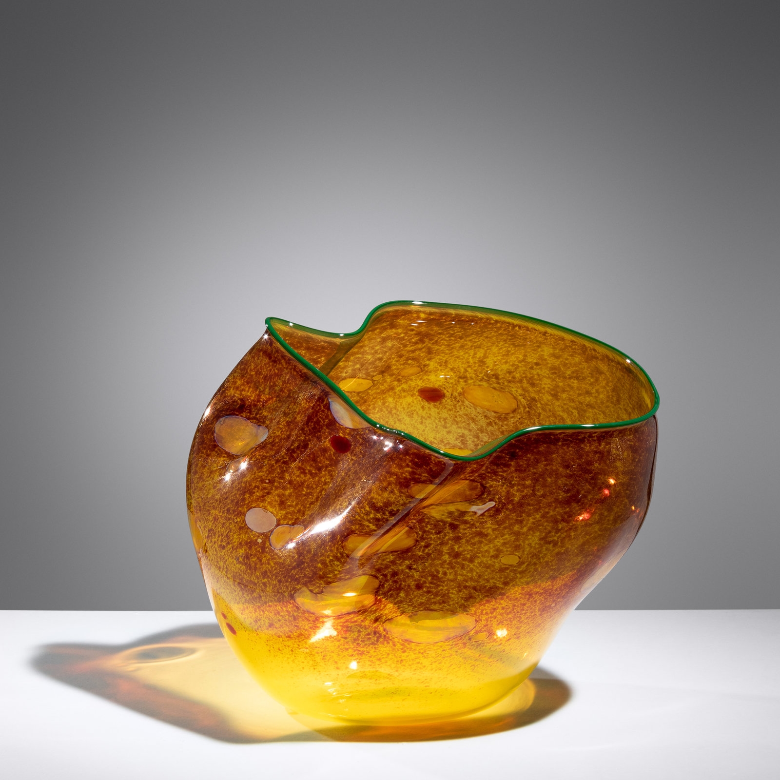 Dale Chihuly | Orange Maccia Basket with Green Lip Wrap (1997) | MutualArt