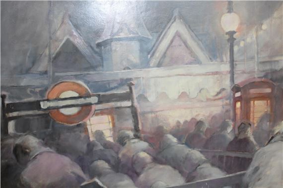 David M Smith | Figures by a subway in London (1983) | MutualArt