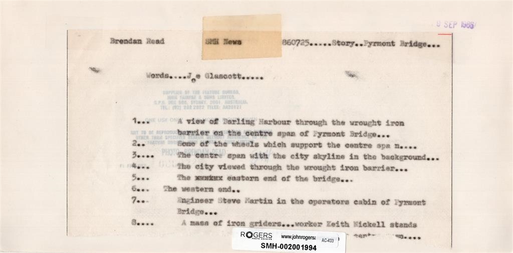 Brendan Read | View of Darling Harbour through the wrought iron barrier ...