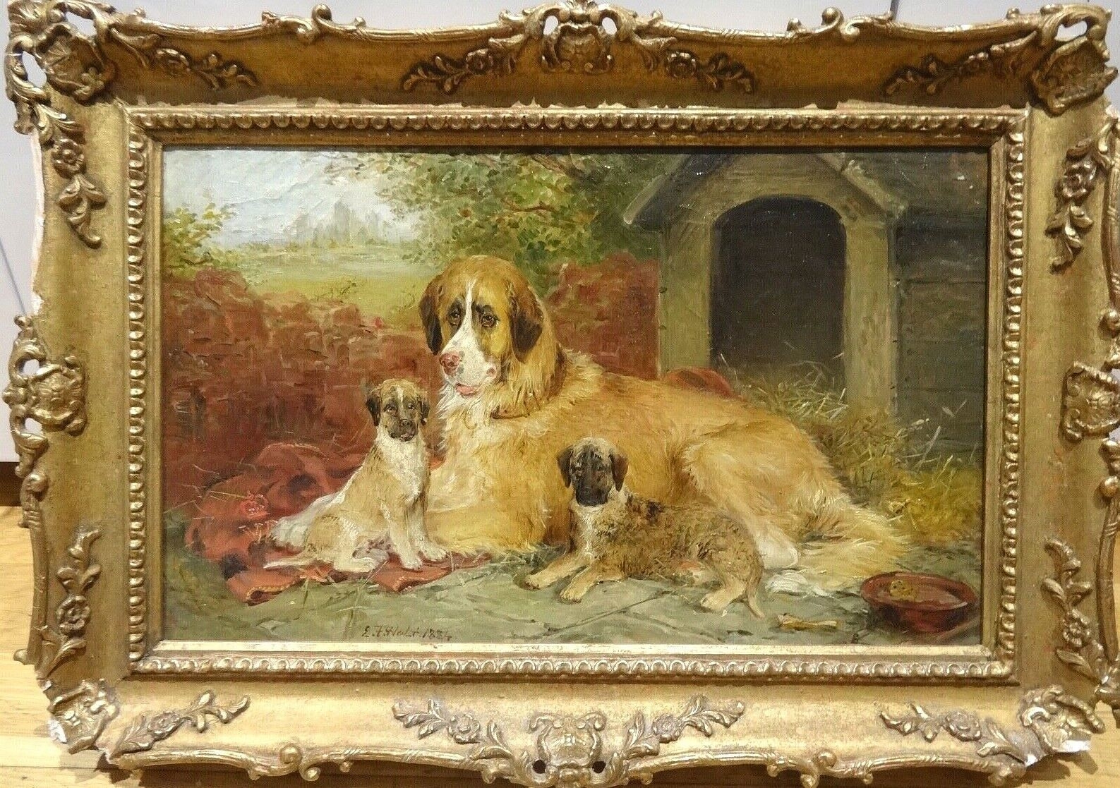 Edwin Frederick Holt | ST BERNARD DOG MOTHER & PUPPIES (19th Century ...