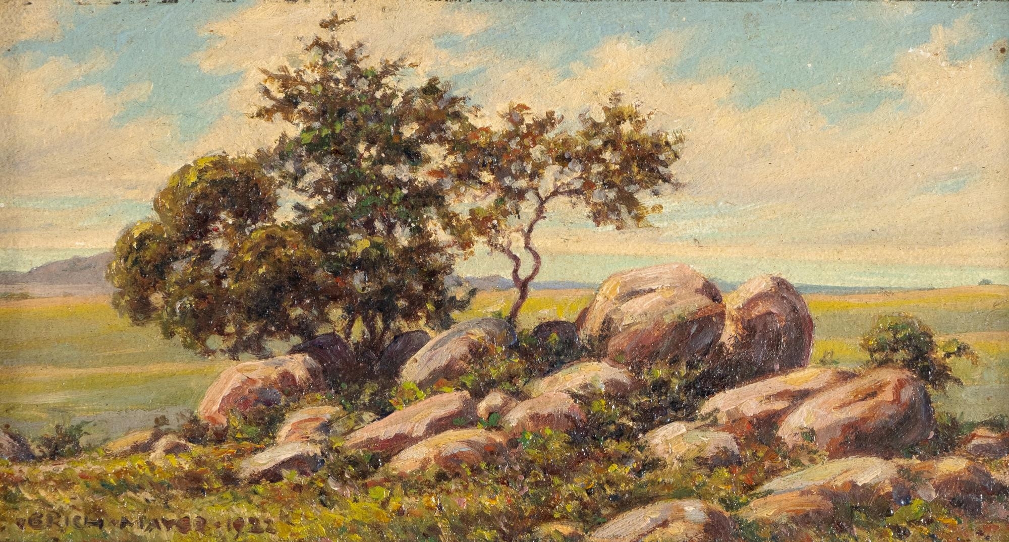 Erich Mayer | LANDSCAPE WITH TREES AND ROCKS (1922) | MutualArt