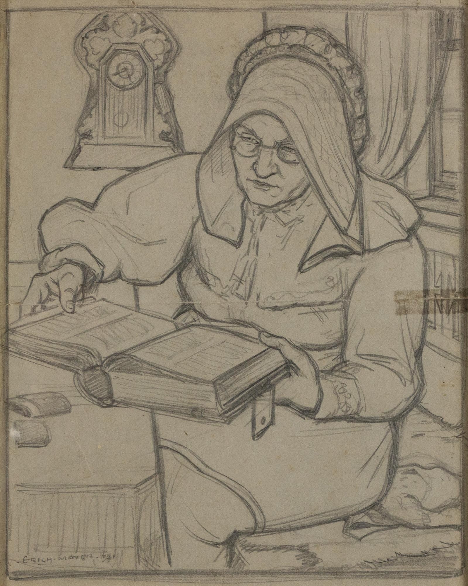 Erich Mayer | WOMAN WITH HOOD, WOMAN READING and GRANDPARENTS (1921 ...