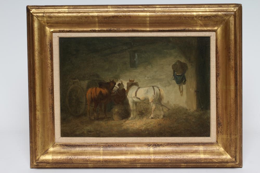 Julius Caesar Ibbetson | Horses in a Barn (1793) | MutualArt