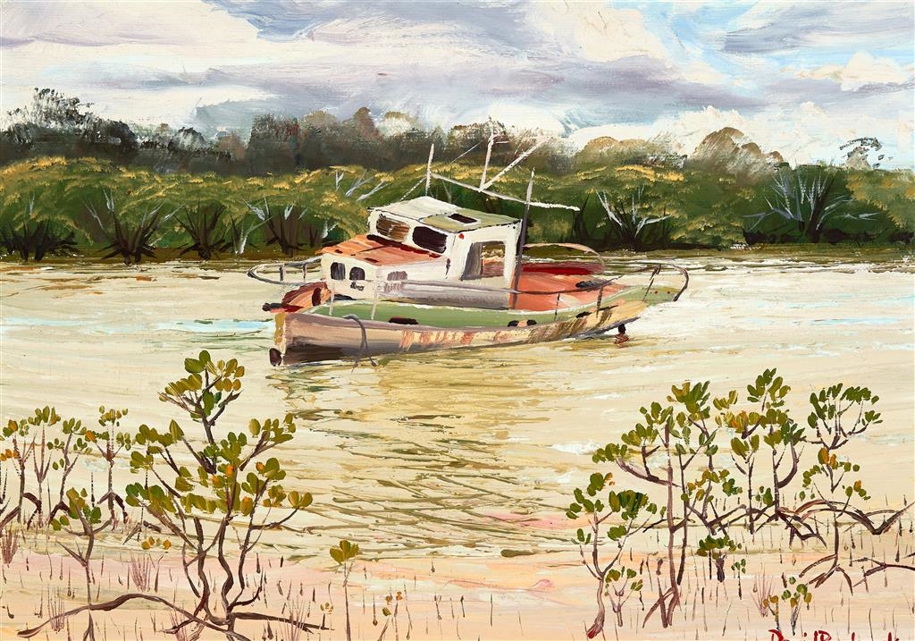 David Badcock | Old Boat, Tin Can Bay | MutualArt