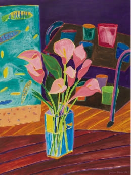 Ken Done | Boats and Yellow Hibiscus (1991) | MutualArt