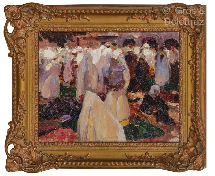 Ethel Carrick Fox | Market scene in Kairouan | MutualArt