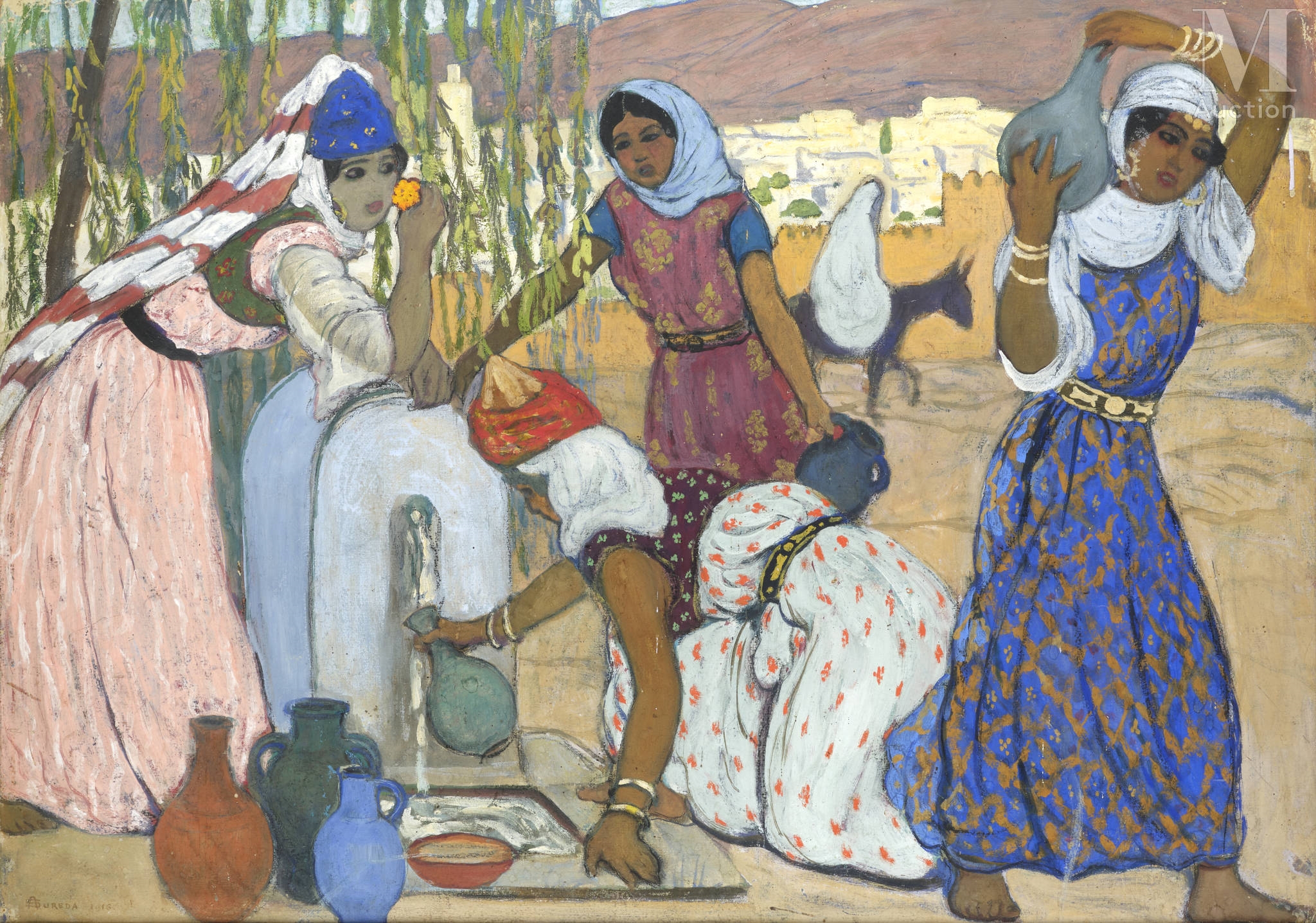 André Suréda | Jeunes filles de Tlemcen à la fontaine | MutualArt