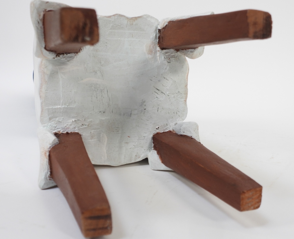 Enrico Pinardi | Figural Man Carved Wood Sculpture | MutualArt