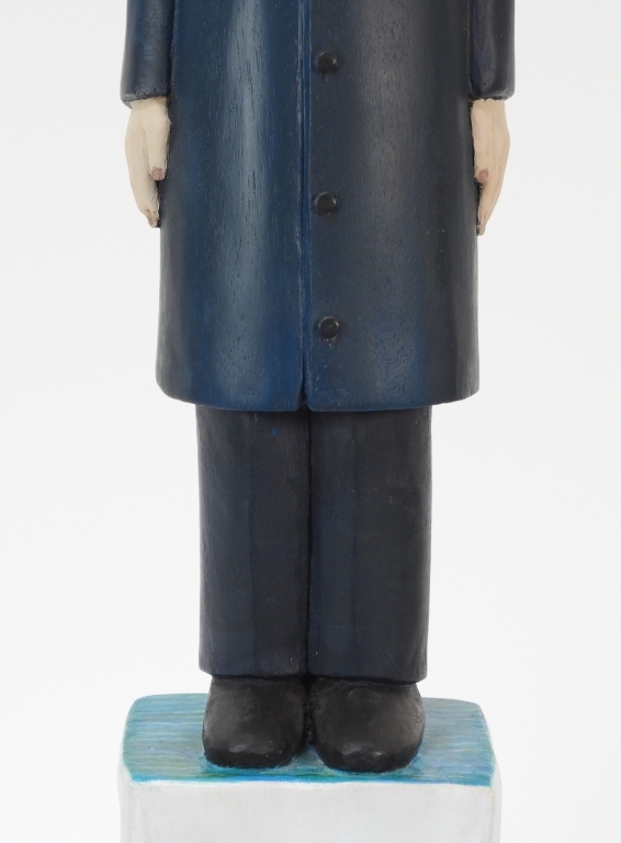 Enrico Pinardi | Figural Man Carved Wood Sculpture | MutualArt