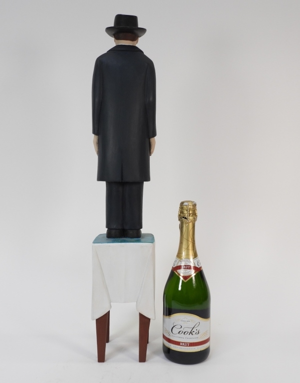 Enrico Pinardi | Figural Man Carved Wood Sculpture | MutualArt