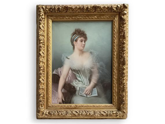 French School, 19th Century | Portrait de dame à la lecture | MutualArt