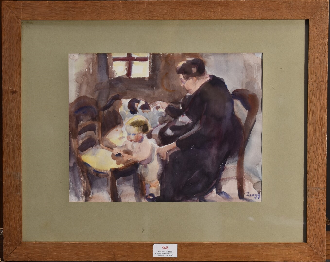 Jules Émile Zingg | Grand-mère et son petit-fils | MutualArt