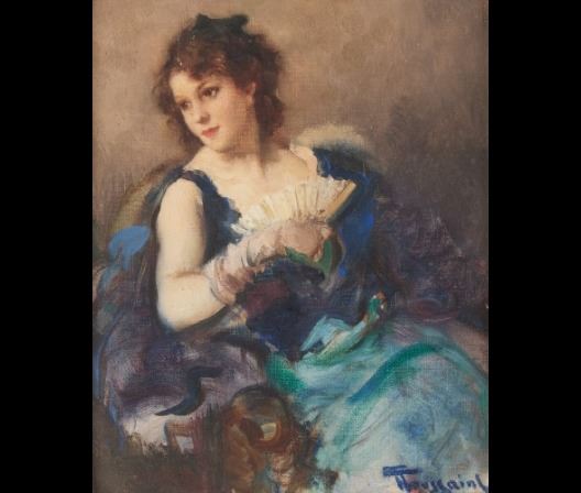 Fernand Toussaint | Jeune femme à l'éventail. | MutualArt