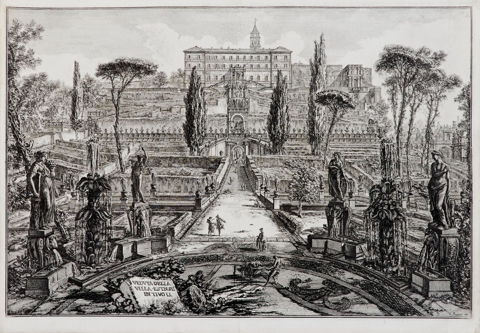 Giovanni Battista Piranesi | Veduta della Villa Estense in Tivoli (1773 ...