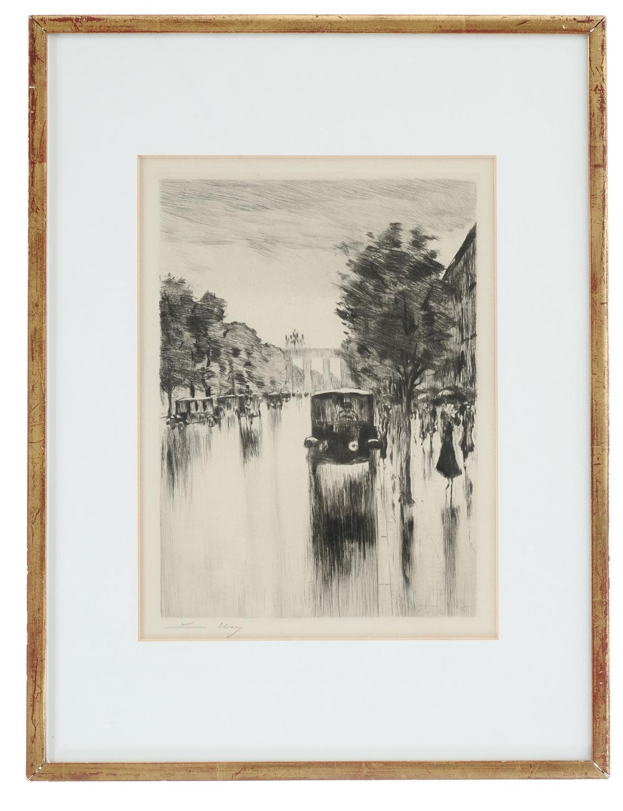 Lesser Ury | Kraftdroschke im Regen am Brandenburger Tor (1920) | MutualArt