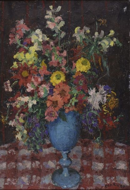 Louis Charrat | Bouquet of flowers in an opaline. | MutualArt