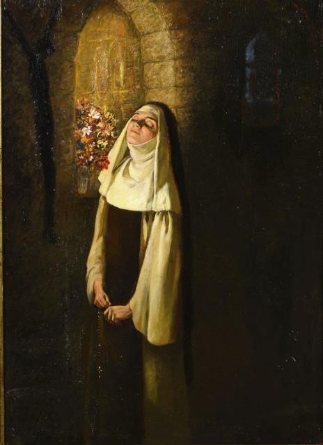 Virgilio Ripari | Convent scene with nun | MutualArt