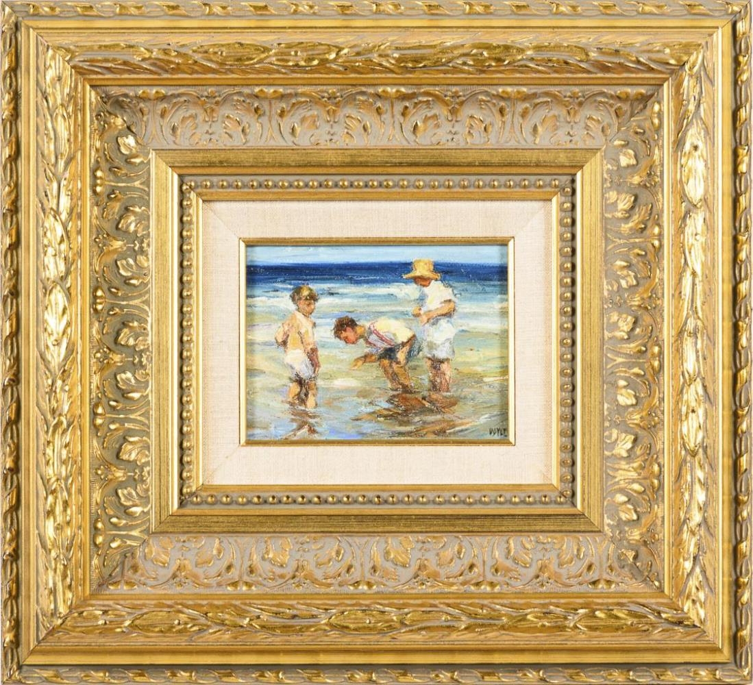 Susan Doyle | Playing children at the sea | MutualArt