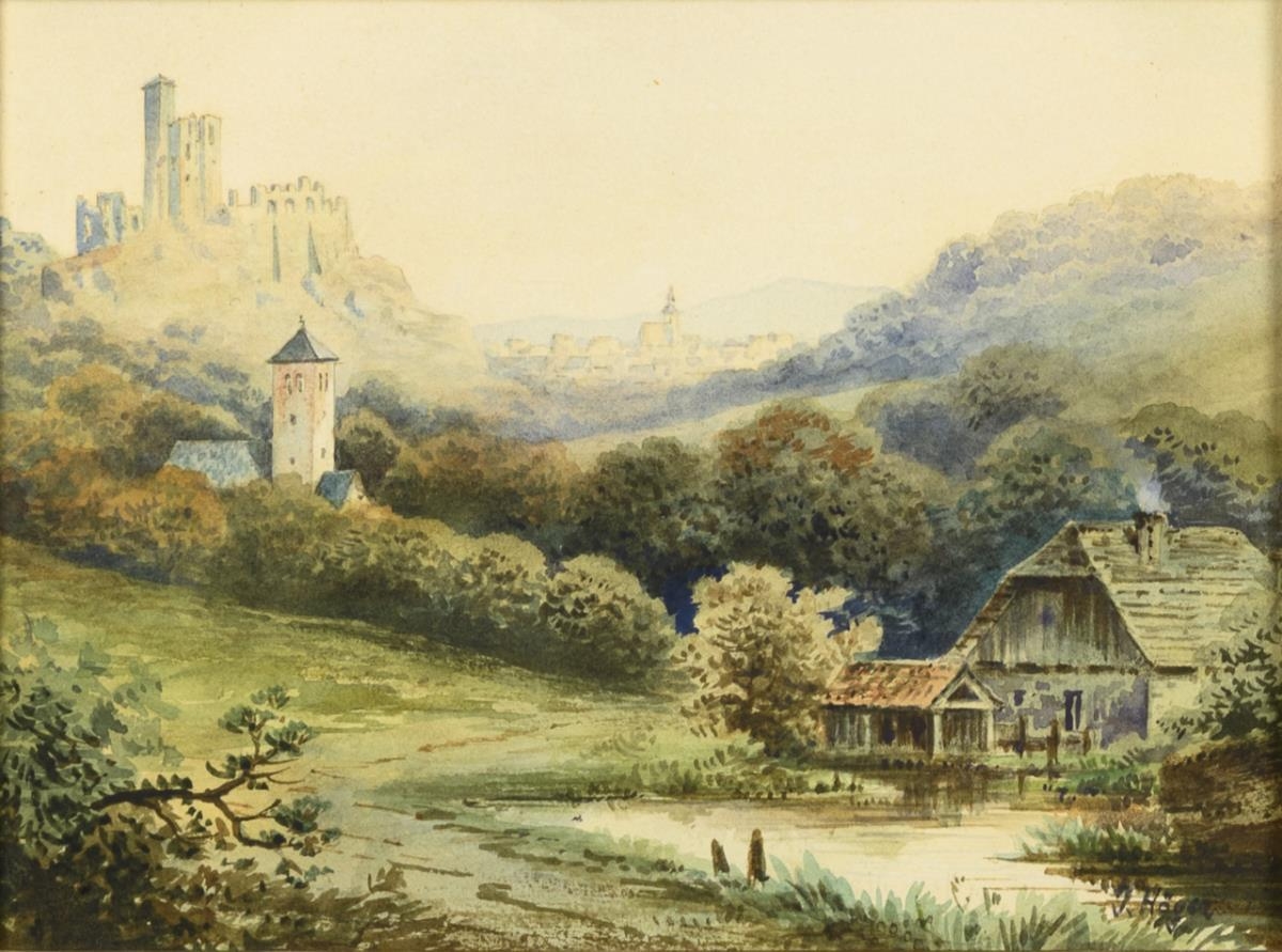 Joseph Höger | A landscape with a wood by a pond | MutualArt