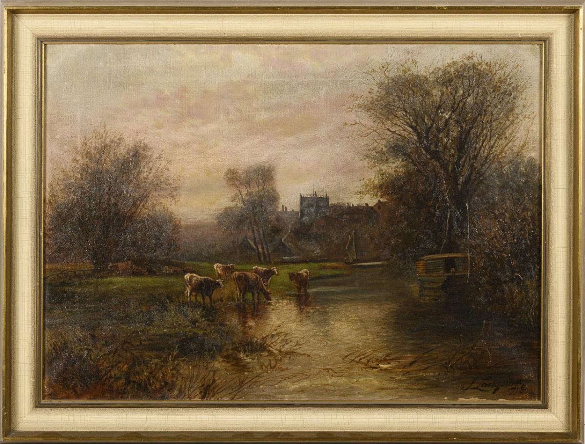 John Langstaffe | English landscape with cattle | MutualArt