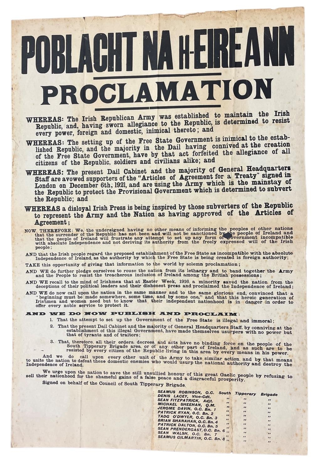 Henri Plisson | Large Broadside Poster : Poblacht na hEireann ...