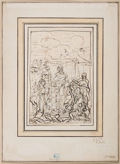 Carlo Maratta | Moses revealing the Ten Commandments (recto); Figure ...