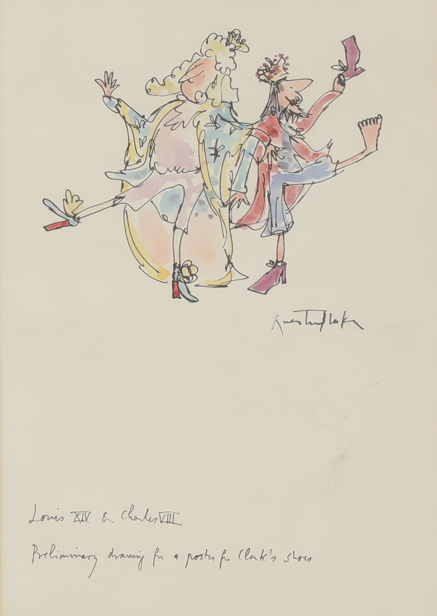 Quentin Blake | Louis XIV and Charles VIII - preliminary drawing for a ...