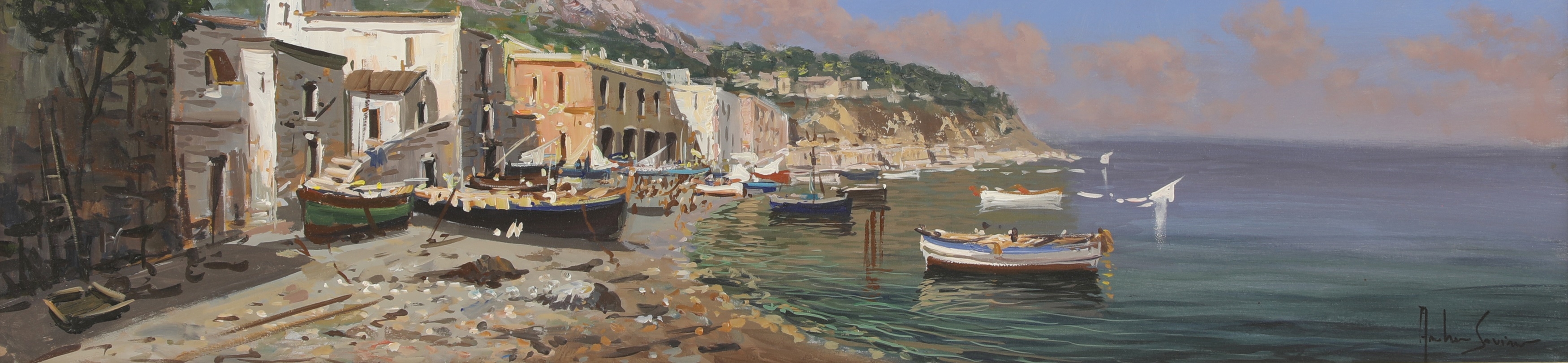 Andrea Savino | A pair of Italian harbour scenes | MutualArt