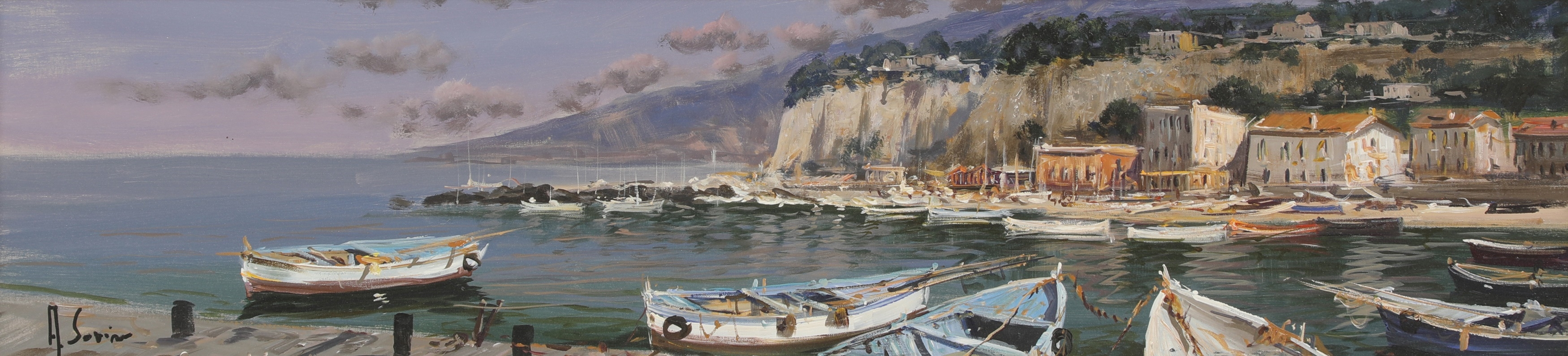 Andrea Savino | A pair of Italian harbour scenes | MutualArt