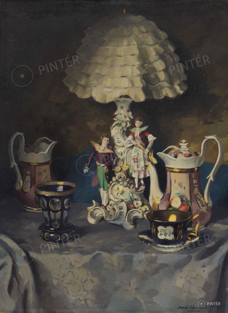 Jenő Edvi-Illés | Still Life With Rococo Porcelain (1943) | MutualArt