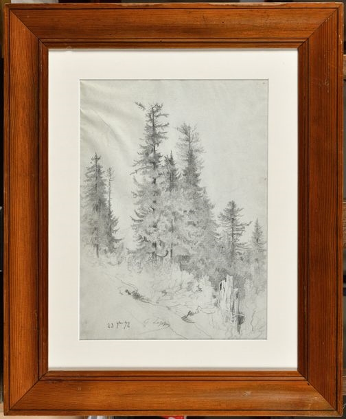 Louis-Gabriel Loppé | Study of fir trees in the mountains | MutualArt