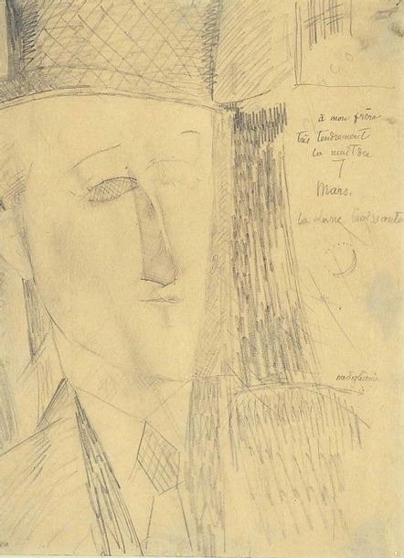 Amedeo Modigliani | Black pencil drawing, signed lower right and ...