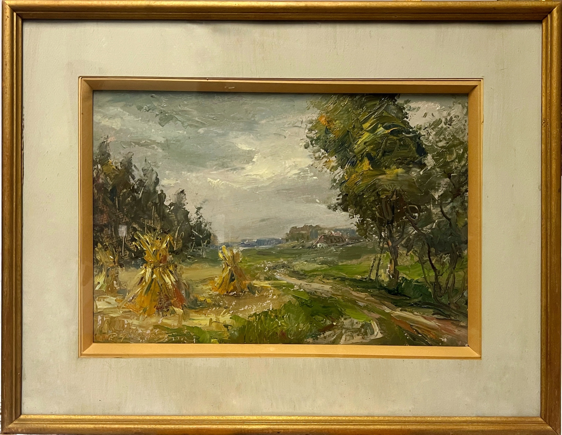 Pavils Glaudans | Landscape with haystacks (20th Century) | MutualArt