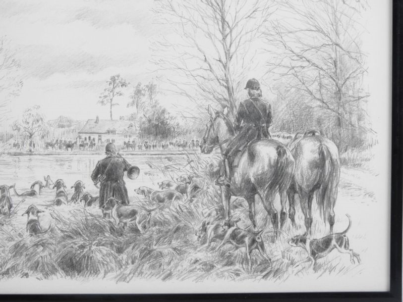 Arnaud FREMINET | Scène de chasse à courre aux chevreaux, un bât l'eau ...