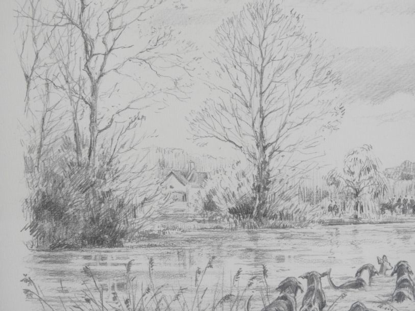 Arnaud FREMINET | Scène de chasse à courre aux chevreaux, un bât l'eau ...