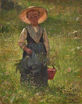 Carl Gustaf Hellqvist | Flicka med korg (1883) | MutualArt