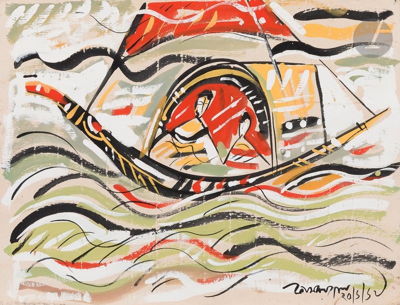 Quamrul Hassan | Composition with figures, 1952 | MutualArt