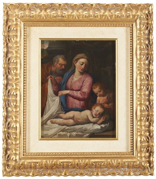 Roman School, 17th Century | end of the 17th century Holy family with St John the Baptist Oil on ...